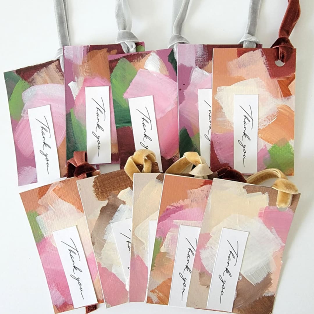 Abstract Bouquet Hand-Painted, Hand-made Gift Tags/ pack of 10 Favor ...