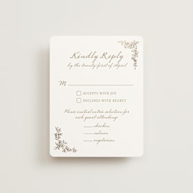 Boho flower crest Foil-Pressed Wedding Invitations by Cass Loh | Minted