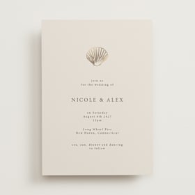 Simple Seashell Foil-Pressed Tall Save the Date Cards by Hannah Bowman ...