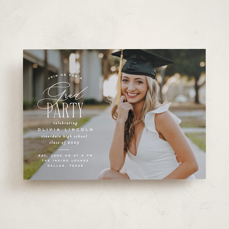 Retro Graduation Invitations Shimmery Pink Graduation Party